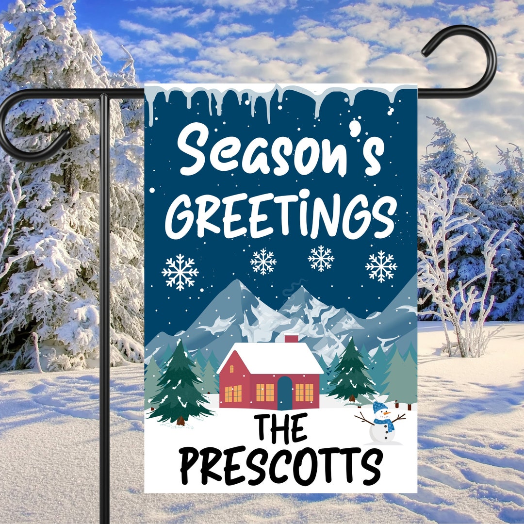 Custom Winter Season Flag, Season's Greeting Yard Sign, Family Garden ...