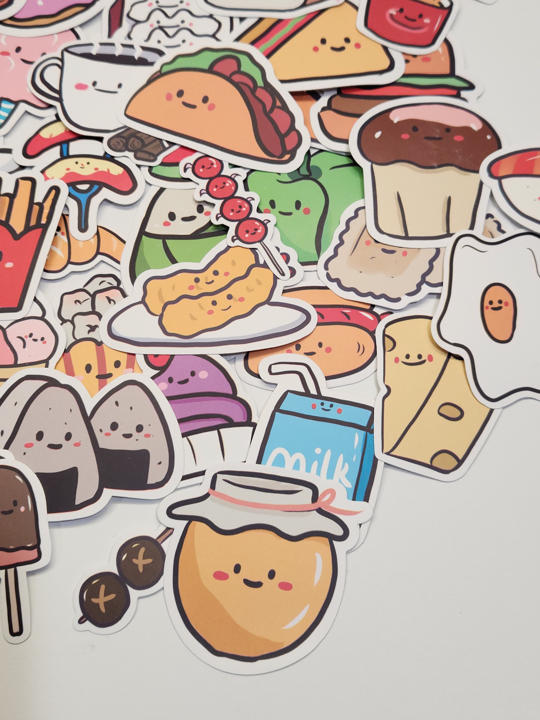 Cartoon Food Stickers 50 Stickers Pack for Skateboard - Etsy