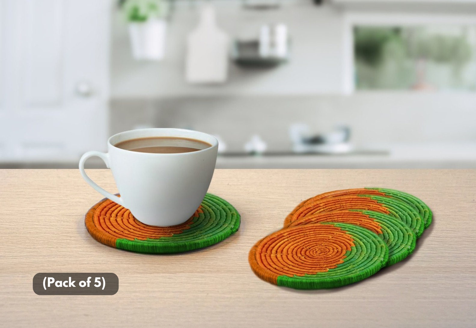 Set of 5 Traditional African Handwoven Coaster, Handcrafted Coaster ...