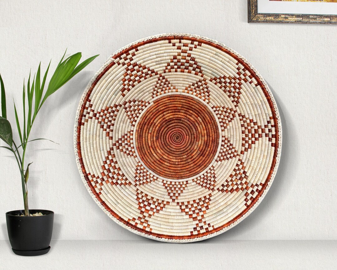 Extra Large Handwoven Wall Basket 22”, Boho Wall Decor, Rustic Woven ...