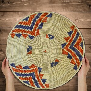 Large 22-inch Wall Basket, Four Pyramid Design, Southwest Boho Wall ...