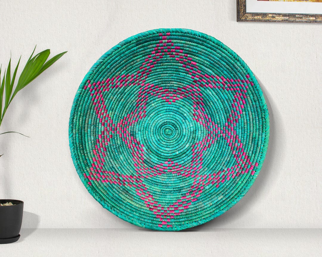 Extra Large Handwoven Wall Basket 22”, Boho Wall Decor, Rustic Woven ...