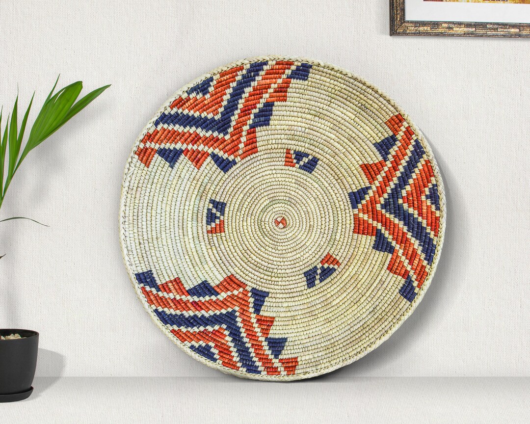 Extra Large Handwoven Wall Basket 22”, Boho Wall Decor, Rustic Woven ...