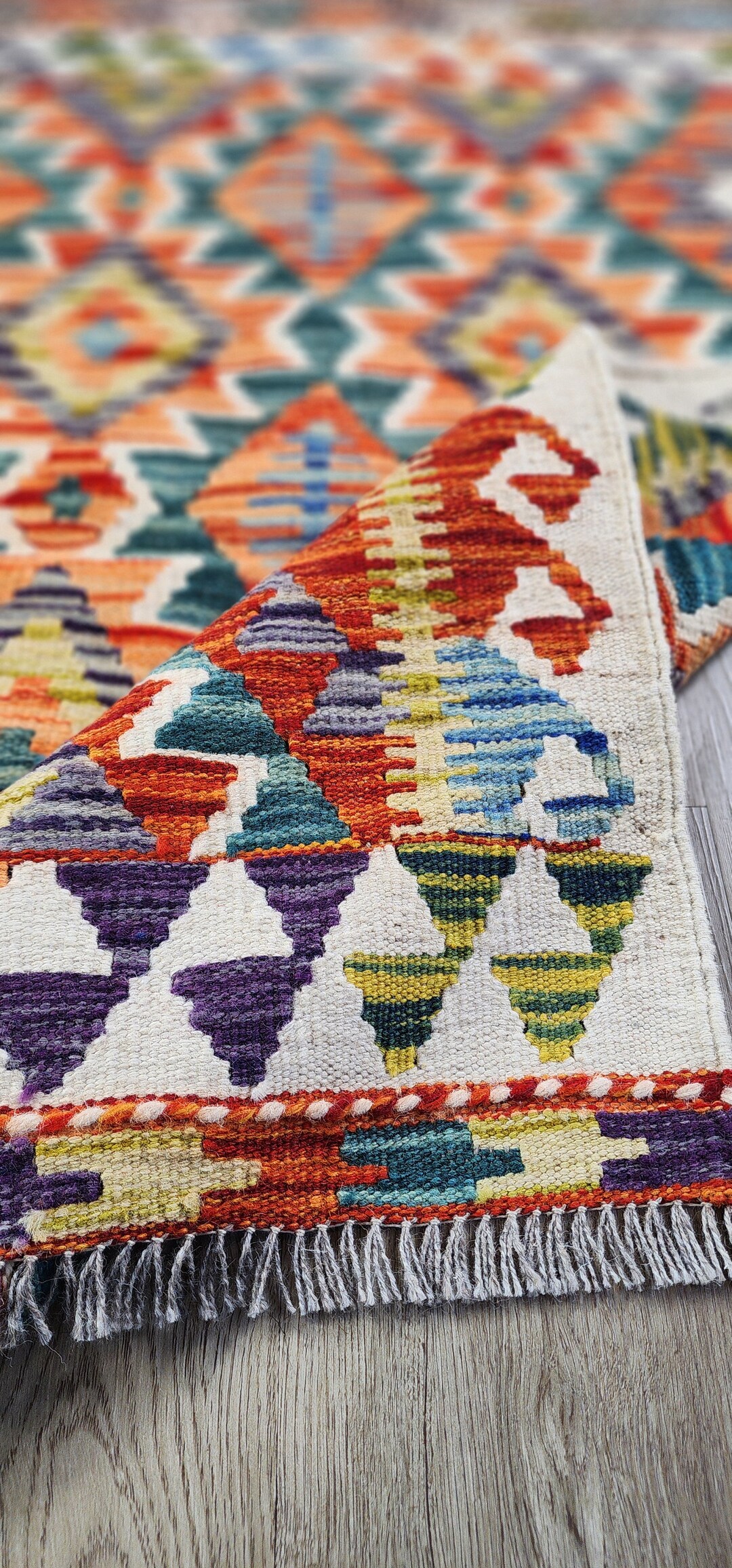 Handwoven 4x3ft Turkmen Kilim Rug Geometric Wool Flatweave Kilim ...