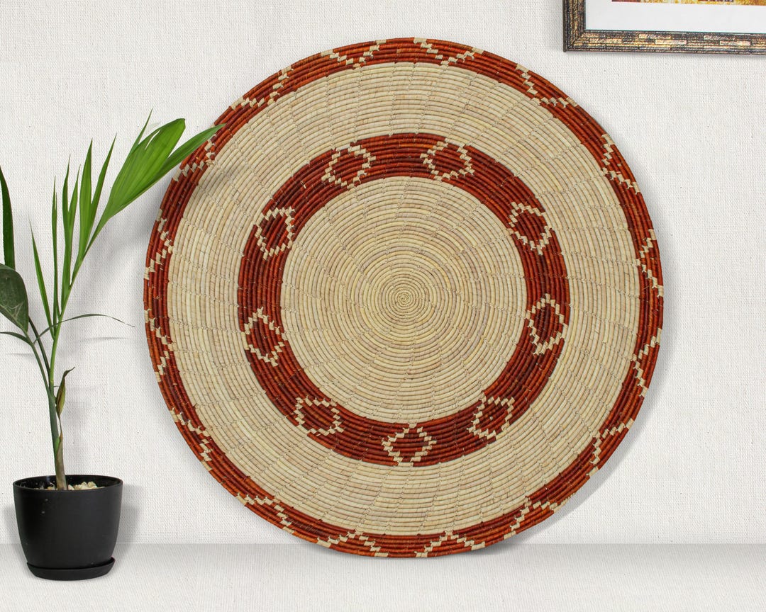 Extra Large Handwoven Wall Matt Basket 24", Boho Wall Hanging, Bohemian ...