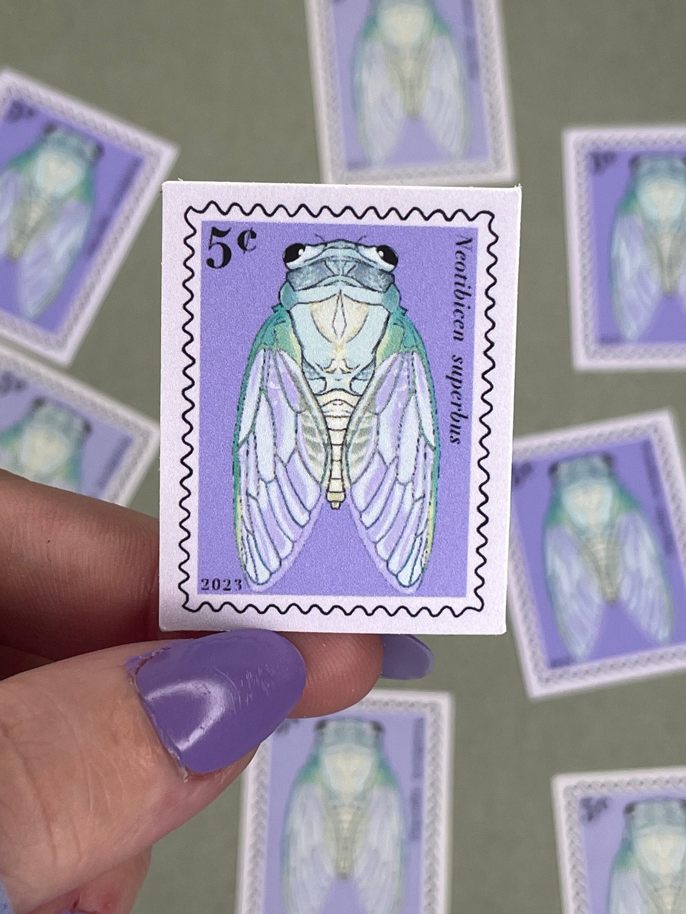 Cicada Postage Stamp | Stamp Sticker | Nature | Sticker | Die Cut ...