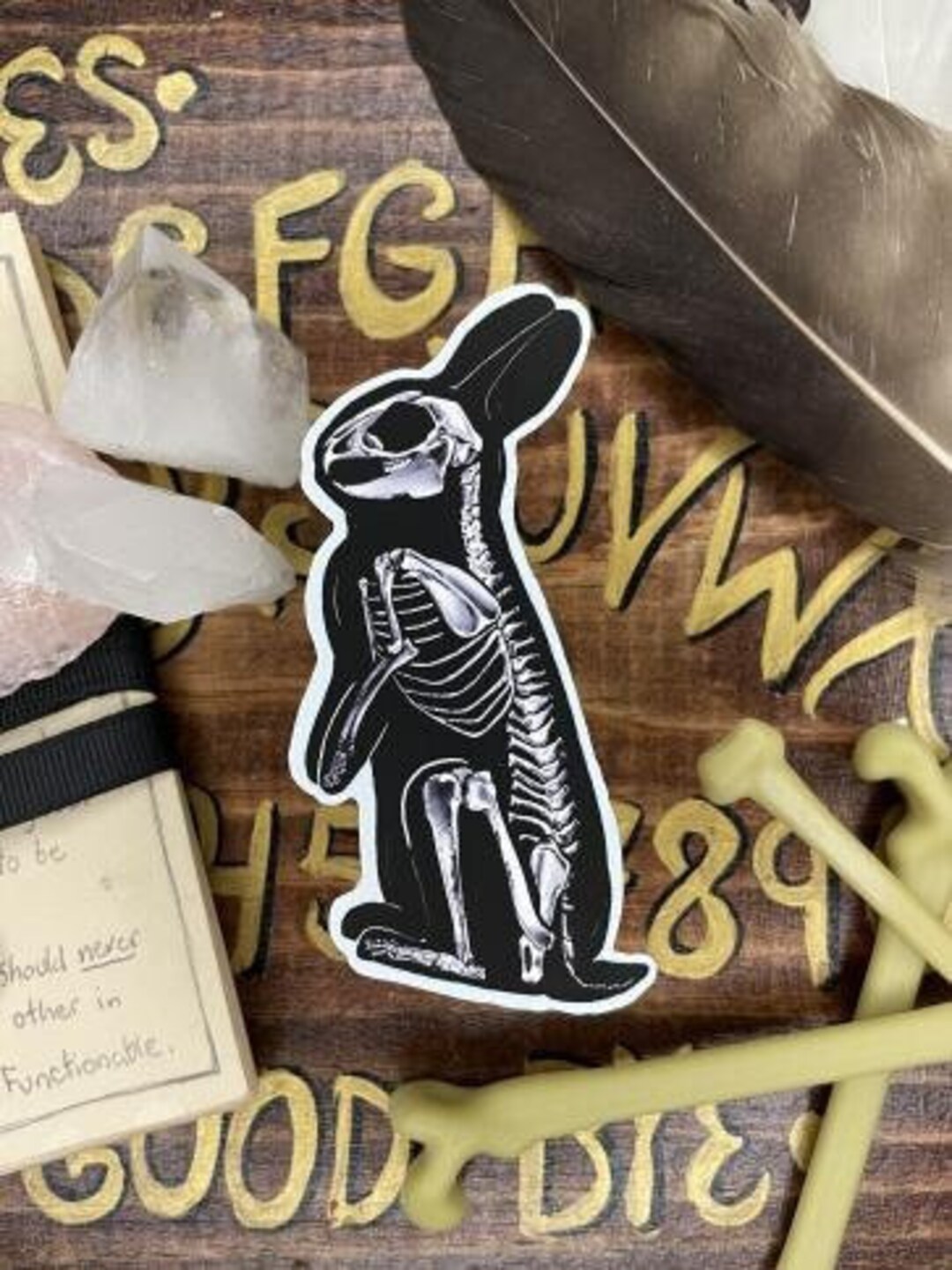 Skelebunny | Rabbit Sticker | Silhouette and Skeleton | Black and White ...