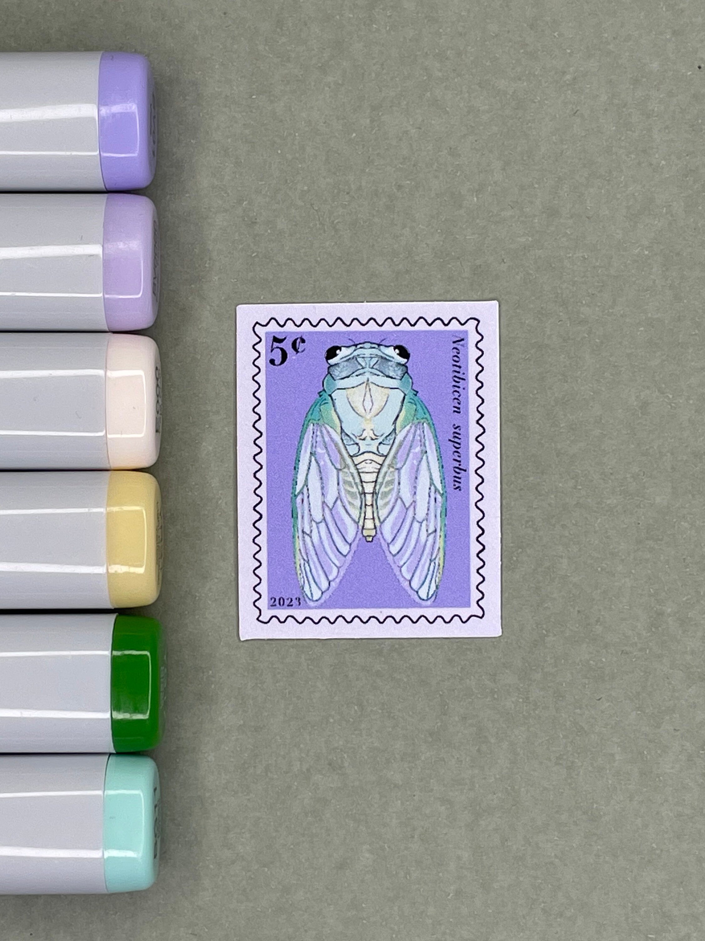 Cicada Postage Stamp | Stamp Sticker | Nature | Sticker | Die Cut ...