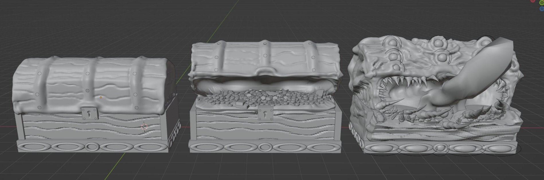 3 Chests Loot, Closed and Mimic STL File - Etsy