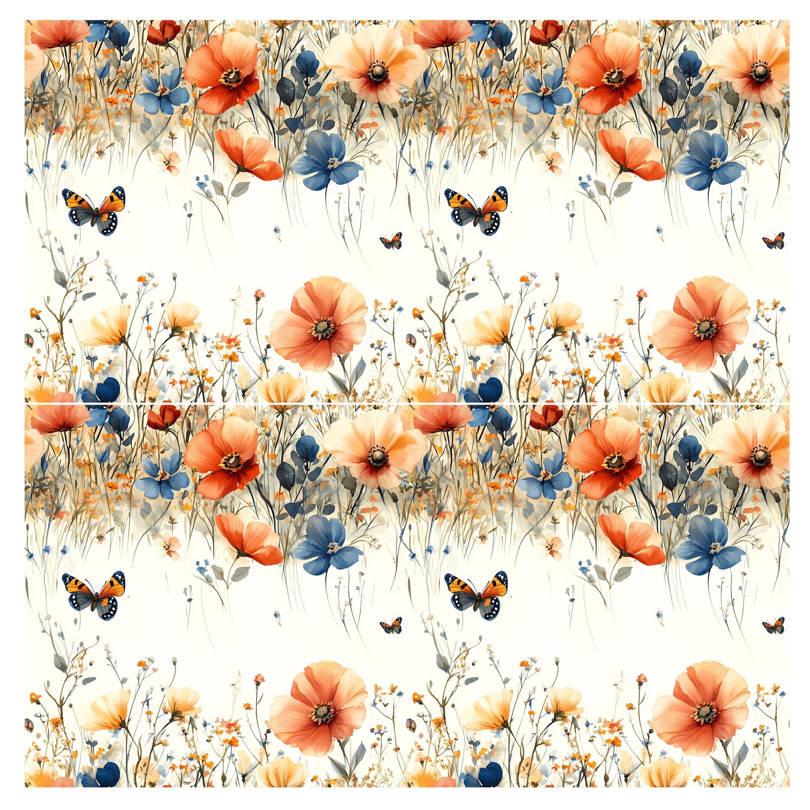 Spring Meadow Bliss Seamless Pattern Digital Papers Bundle, 4 Floral ...