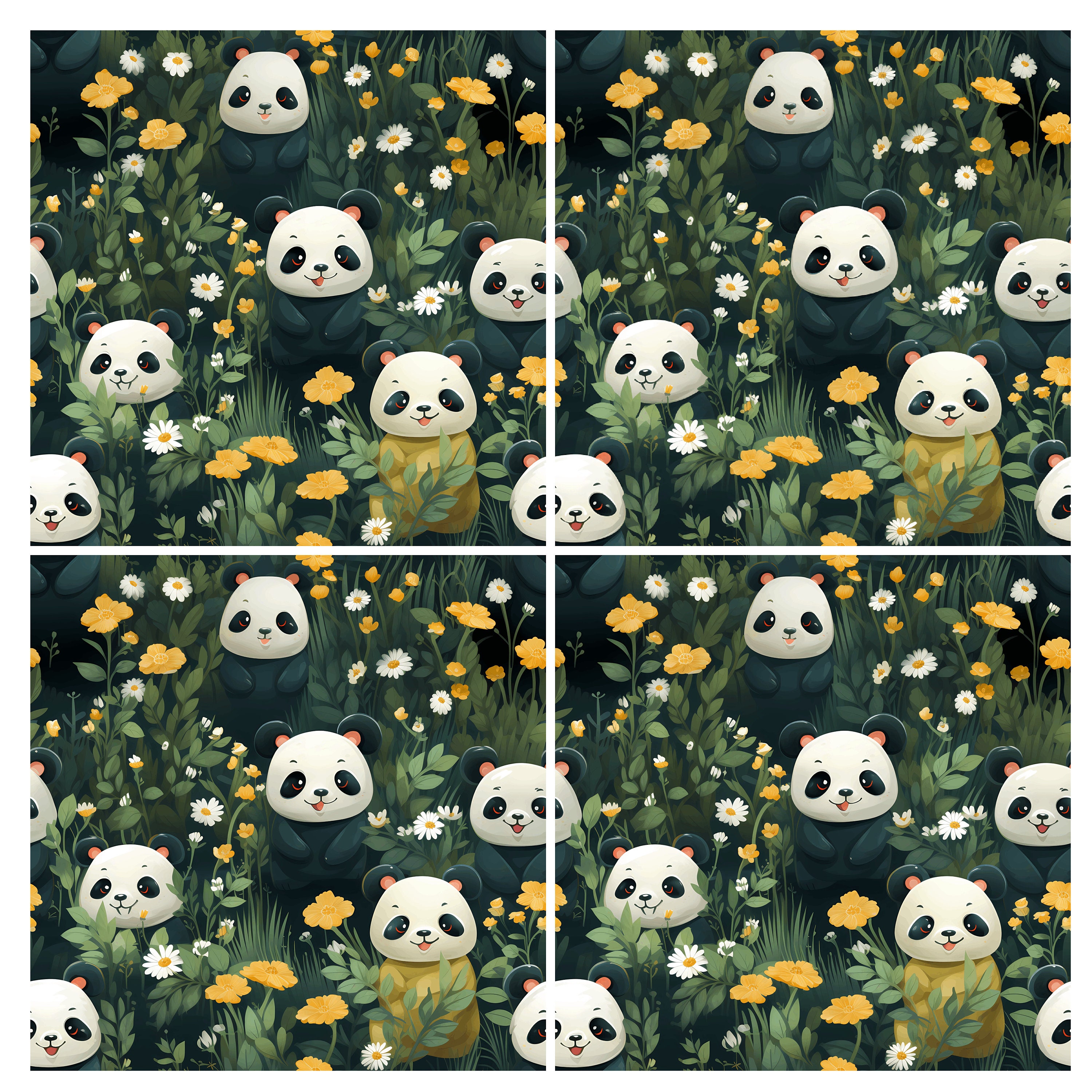 4 Cute Panda Seamless Pattern Digital Papers, Instant Download ...