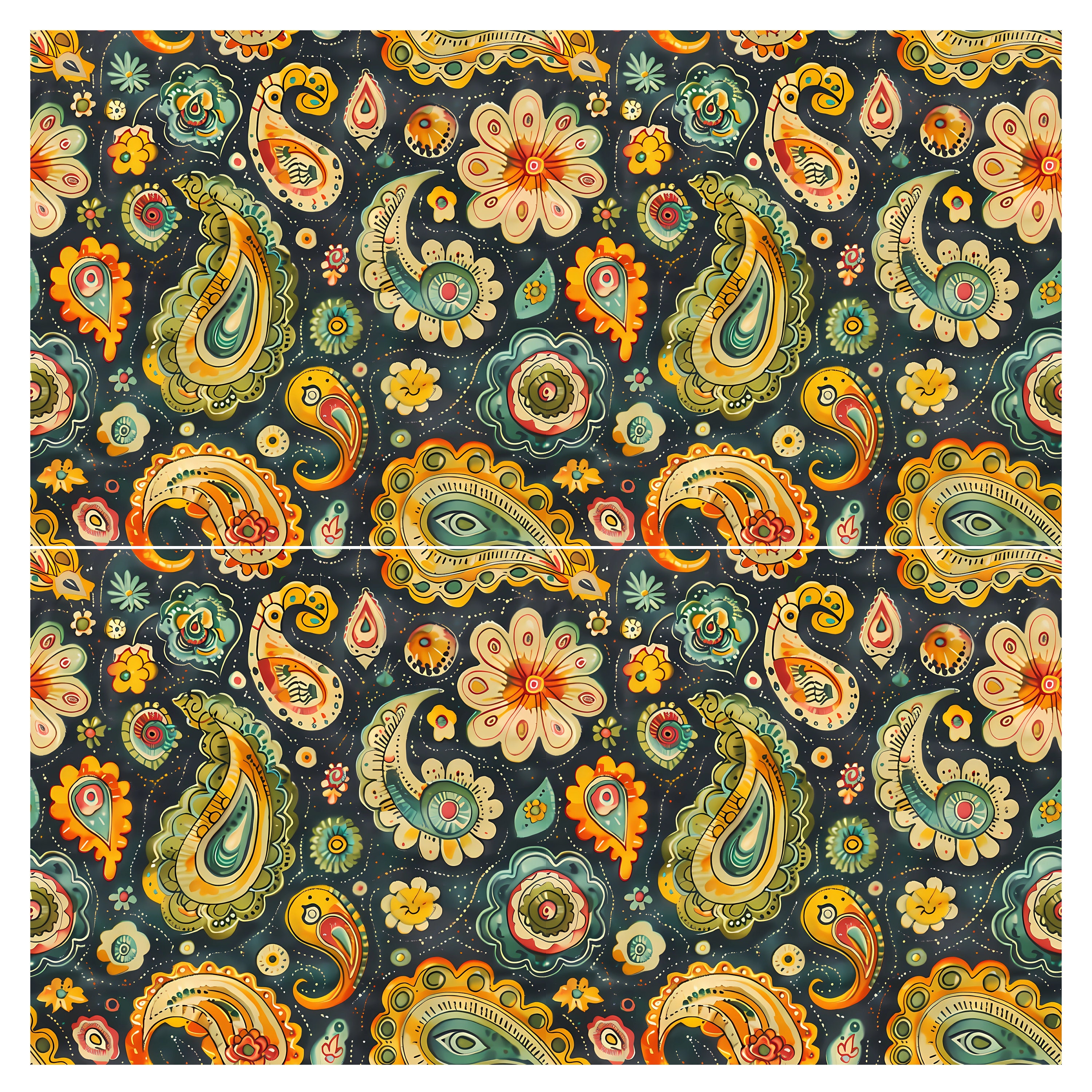 Vintage Psychedelic Paisley Seamless Digital Papers, 4 Vintage Style ...