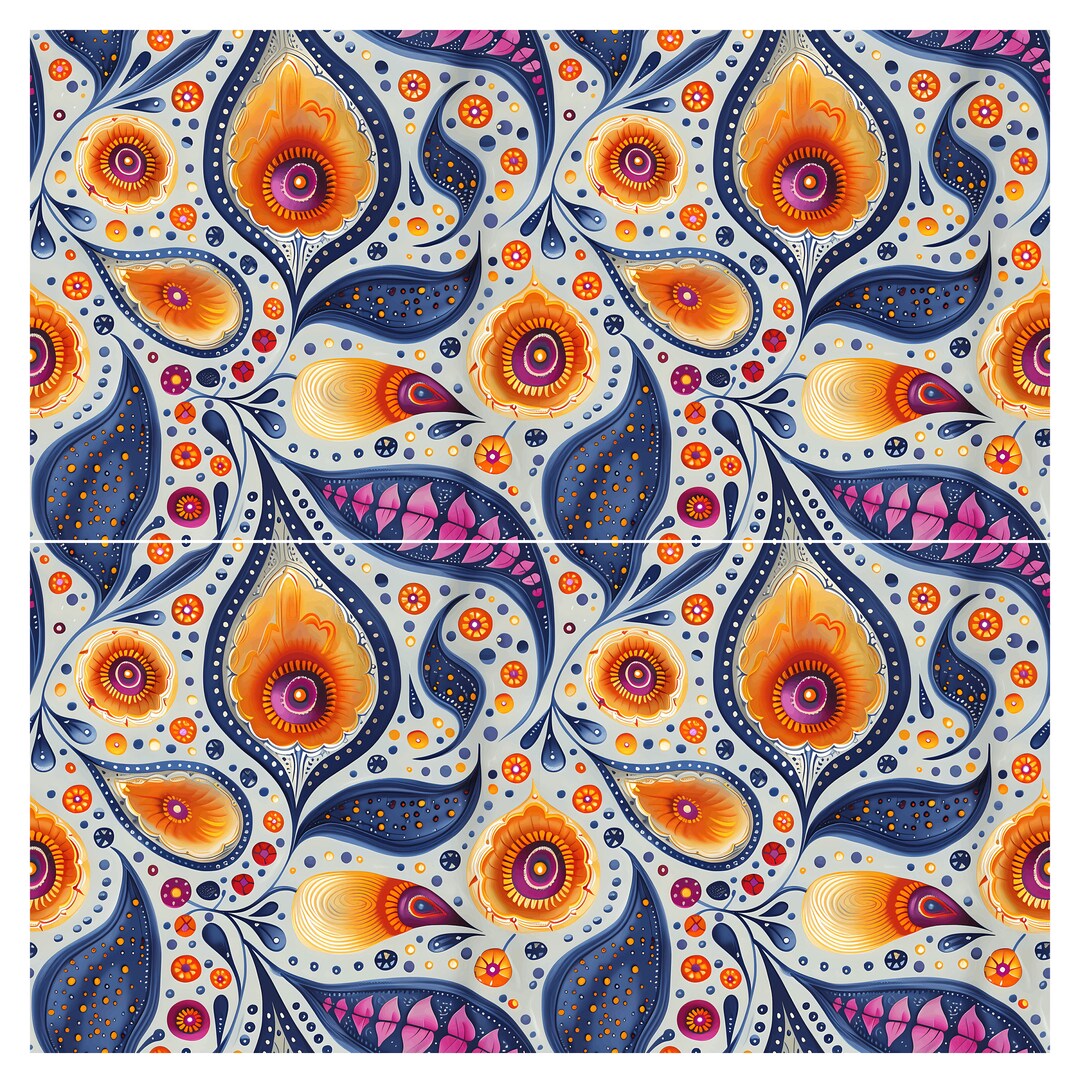 Electric Paisley Fusion Seamless Digital Papers Bundle, 4 Paisley ...