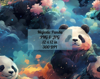 Playful Panda Digital Paper, Panda Seamless Pattern Design, Printable ...