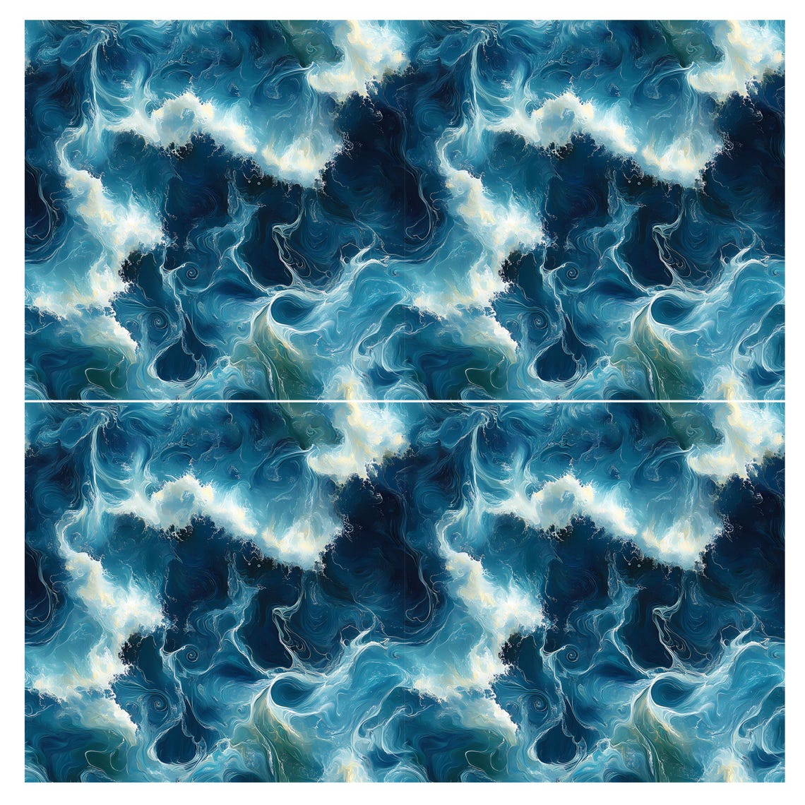 Dynamic Ocean Waves Seamless Pattern Digital Papers Bundle, 4 Ocean ...