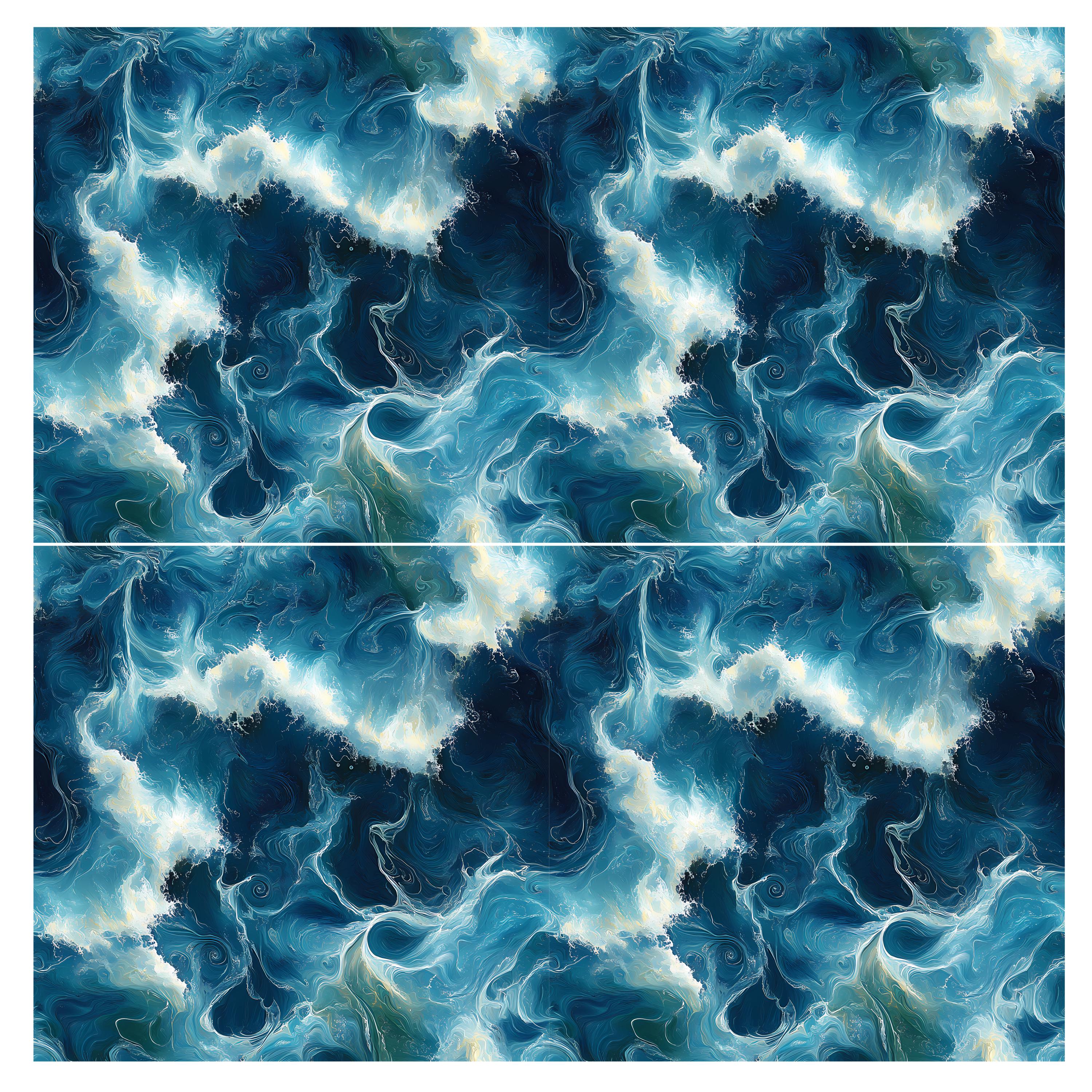 Dynamic Ocean Waves Seamless Pattern Digital Papers Bundle, 4 Ocean ...