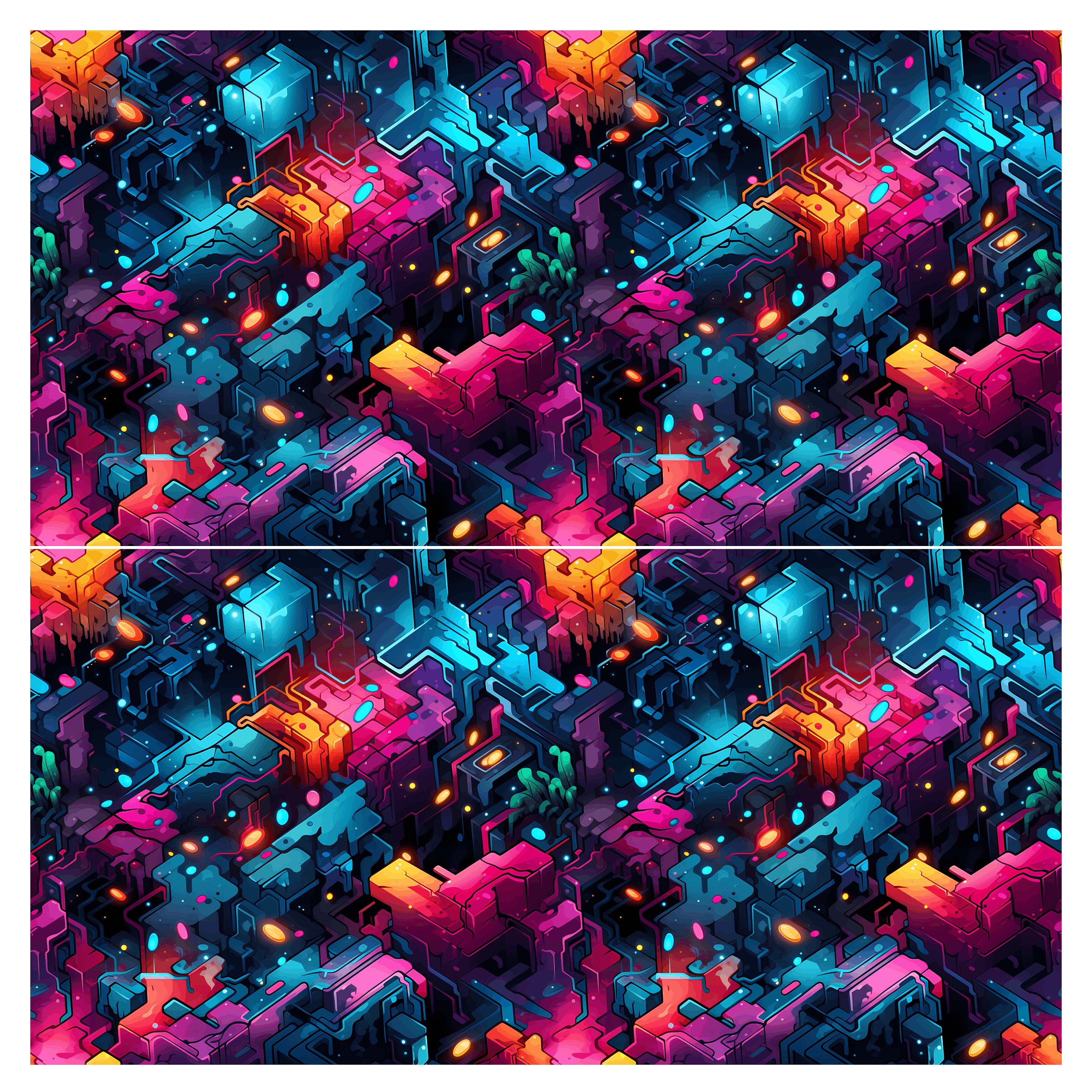 8-bit Tech Inspiration Seamless Digital Papers, 4 PNG Files, Commercial ...