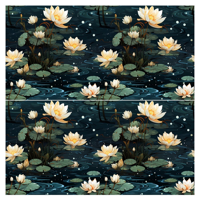 Lotus Pond Digital Paper Seamless Pattern, Instant Download, Commercial ...