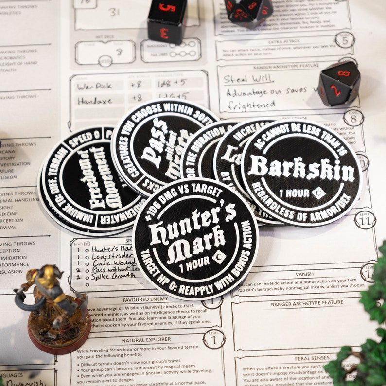 D&D 5e Spell Ranger Set De/buff Tokens Character Sheet Tracker, Great ...