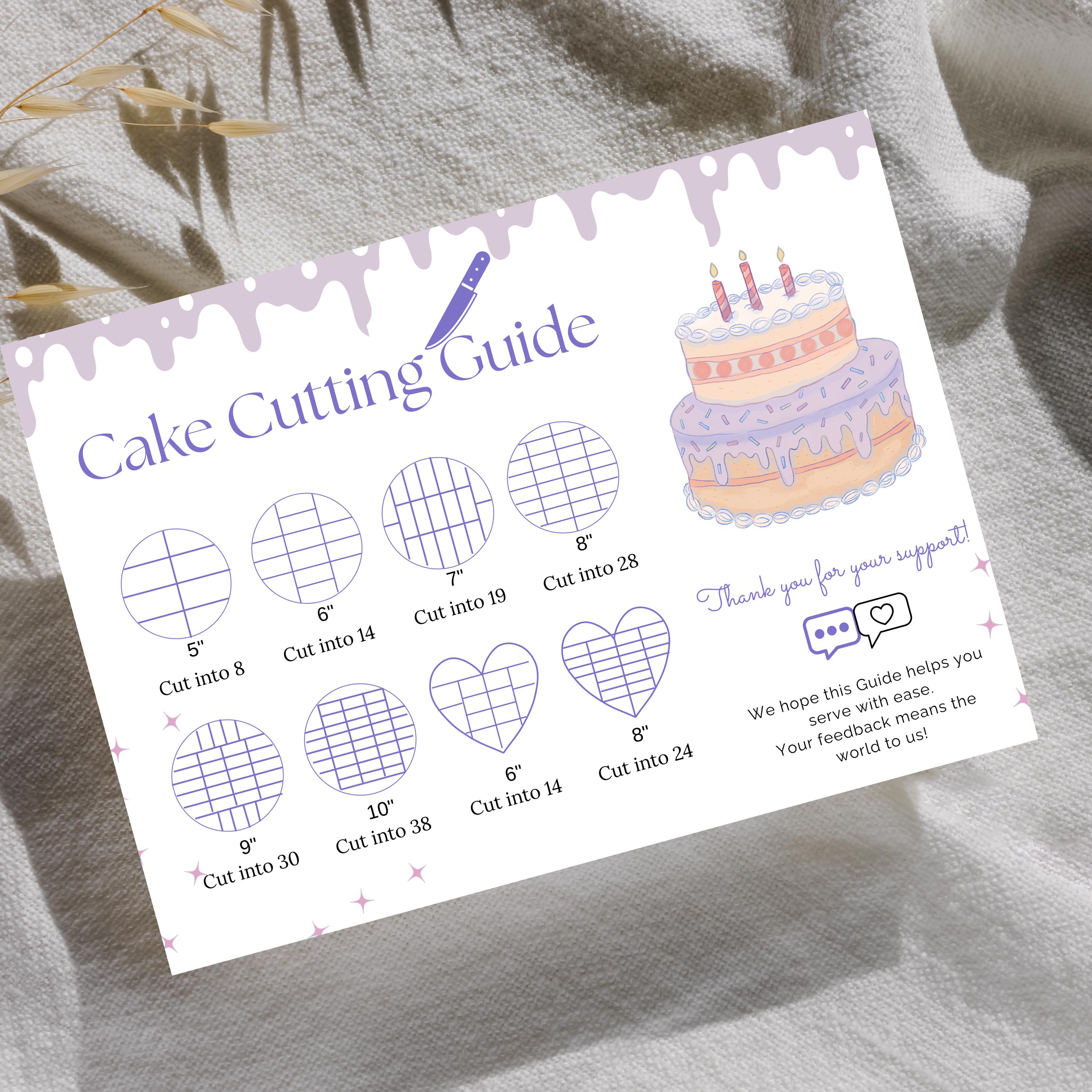 Editable Cake Cutting Guide Template: Heart & Round Cake Portion Sizes ...