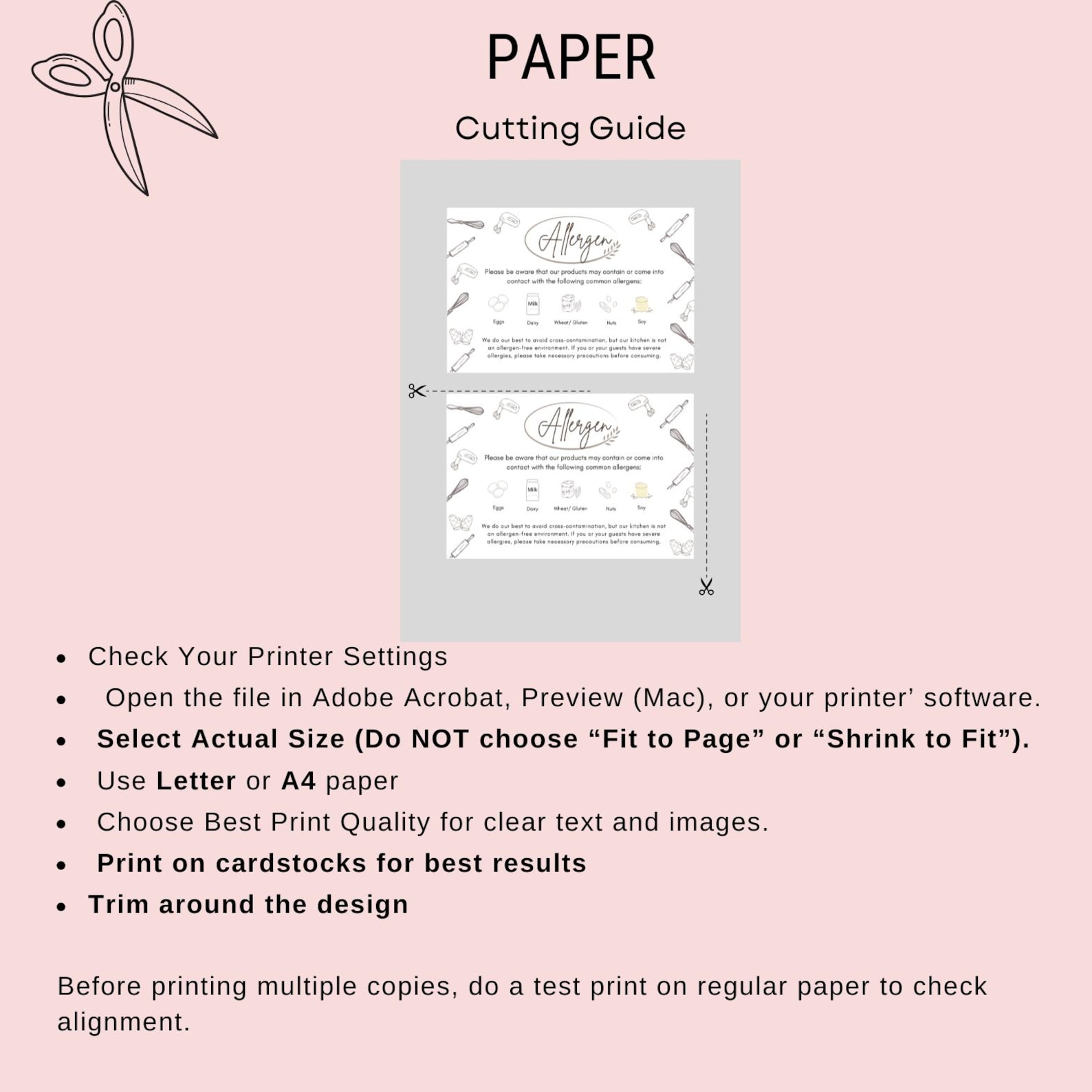 Editable Allergen Warning Sign: Baker's Canva Template (instant ...