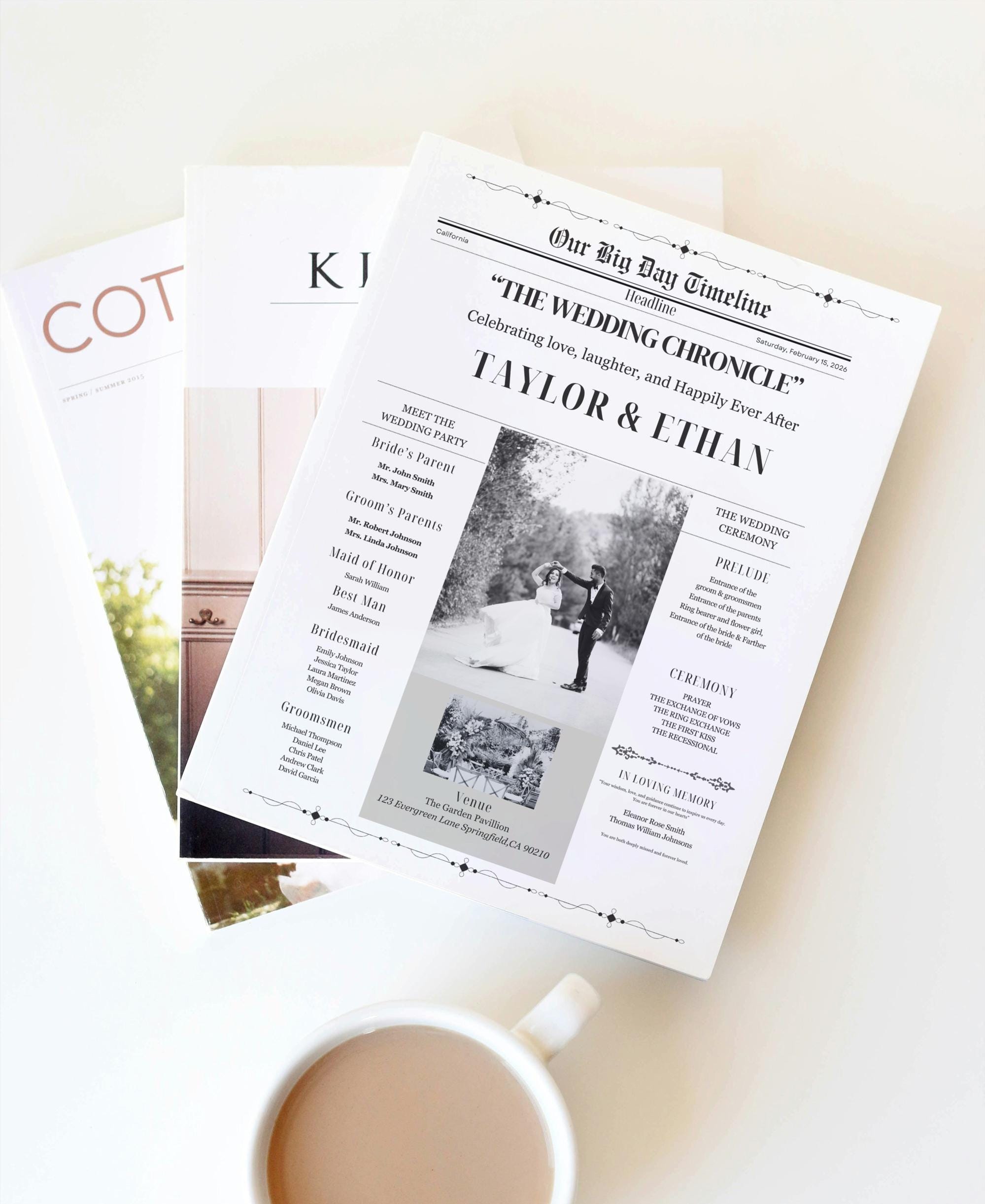 Wedding Newspaper, Newspaper Wedding Invitation,wedding Program, Bridal ...