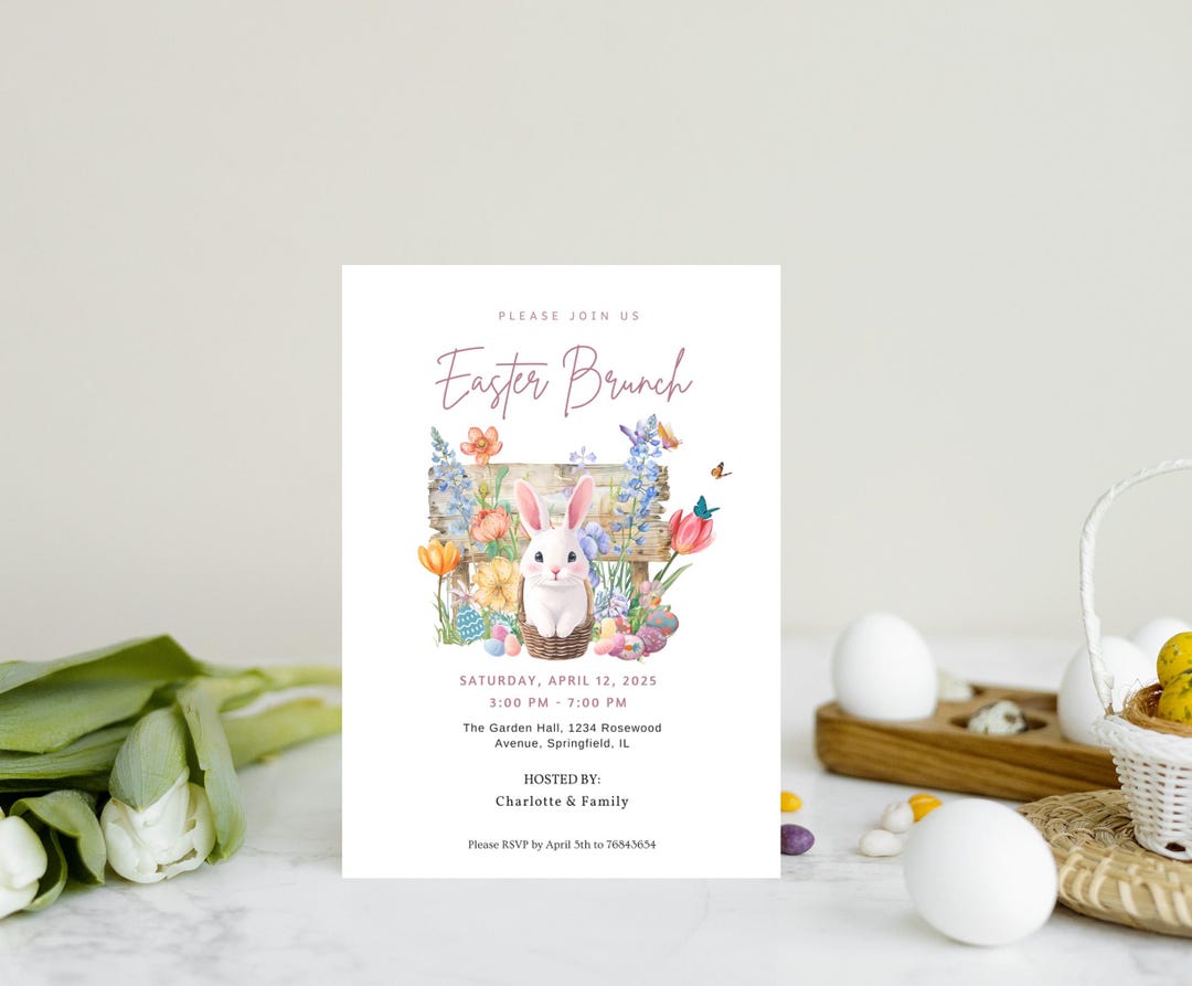 Easter Sunday Invitation Digital Party Invite Printable Spring ...