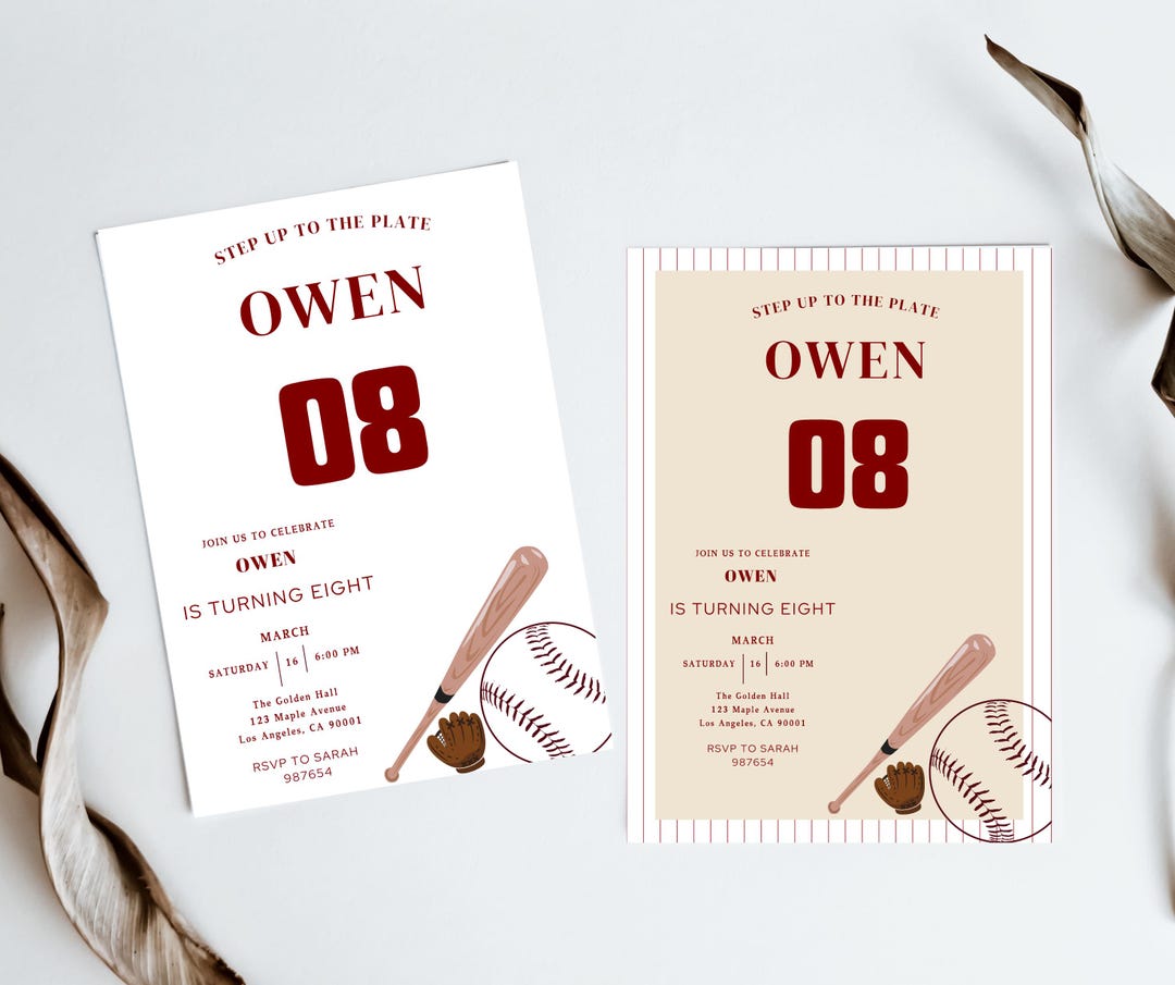 Editable Baseball Party Invitation: Canva Template (5x7 In, Digital ...