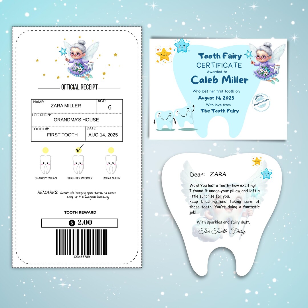 Editable Tooth Fairy Certificate Editable Canva Template (digital ...