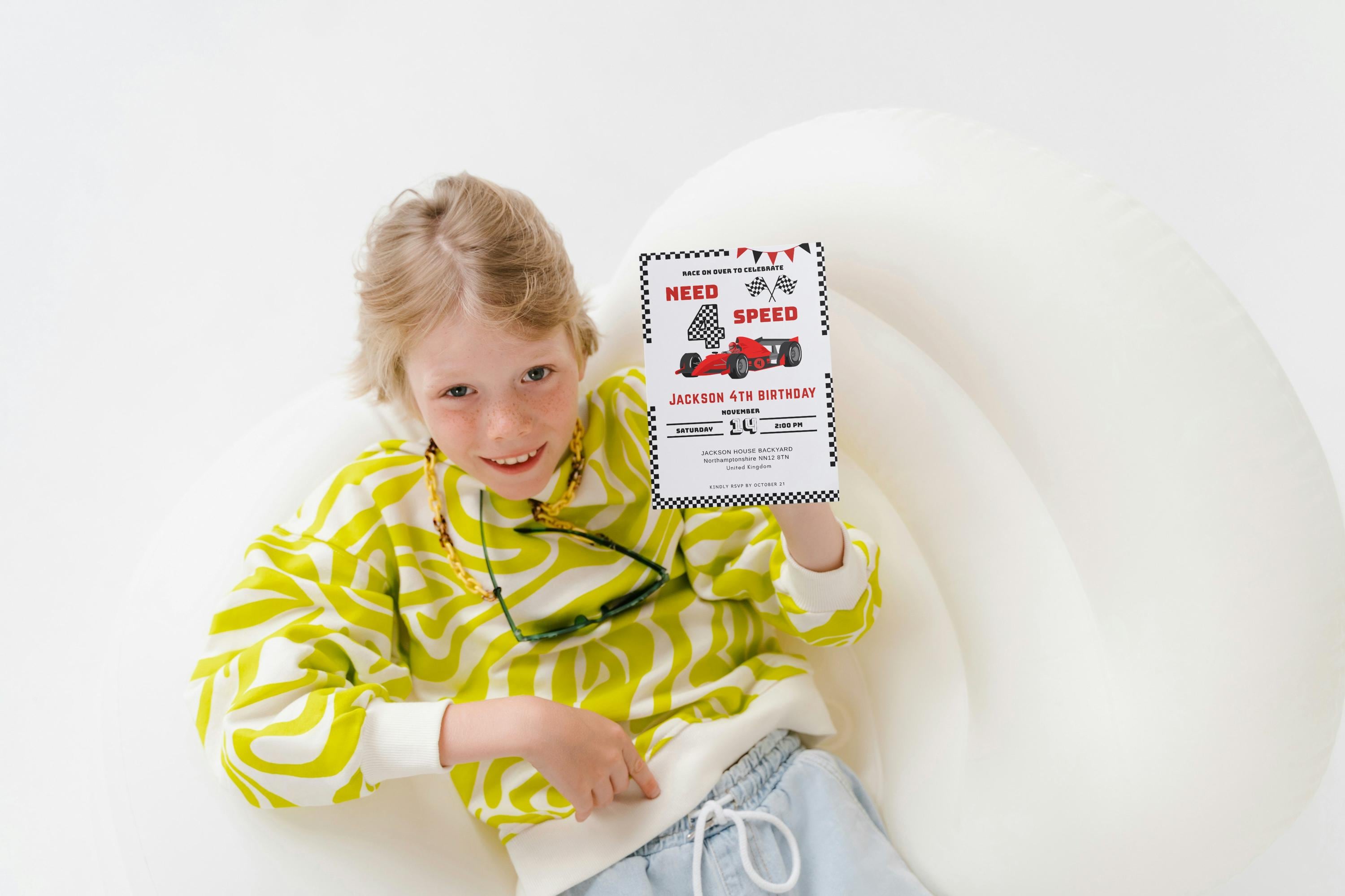 Need 4 Speed Invite Race Car Birthday Invitation, Boy 4th Birthday ...