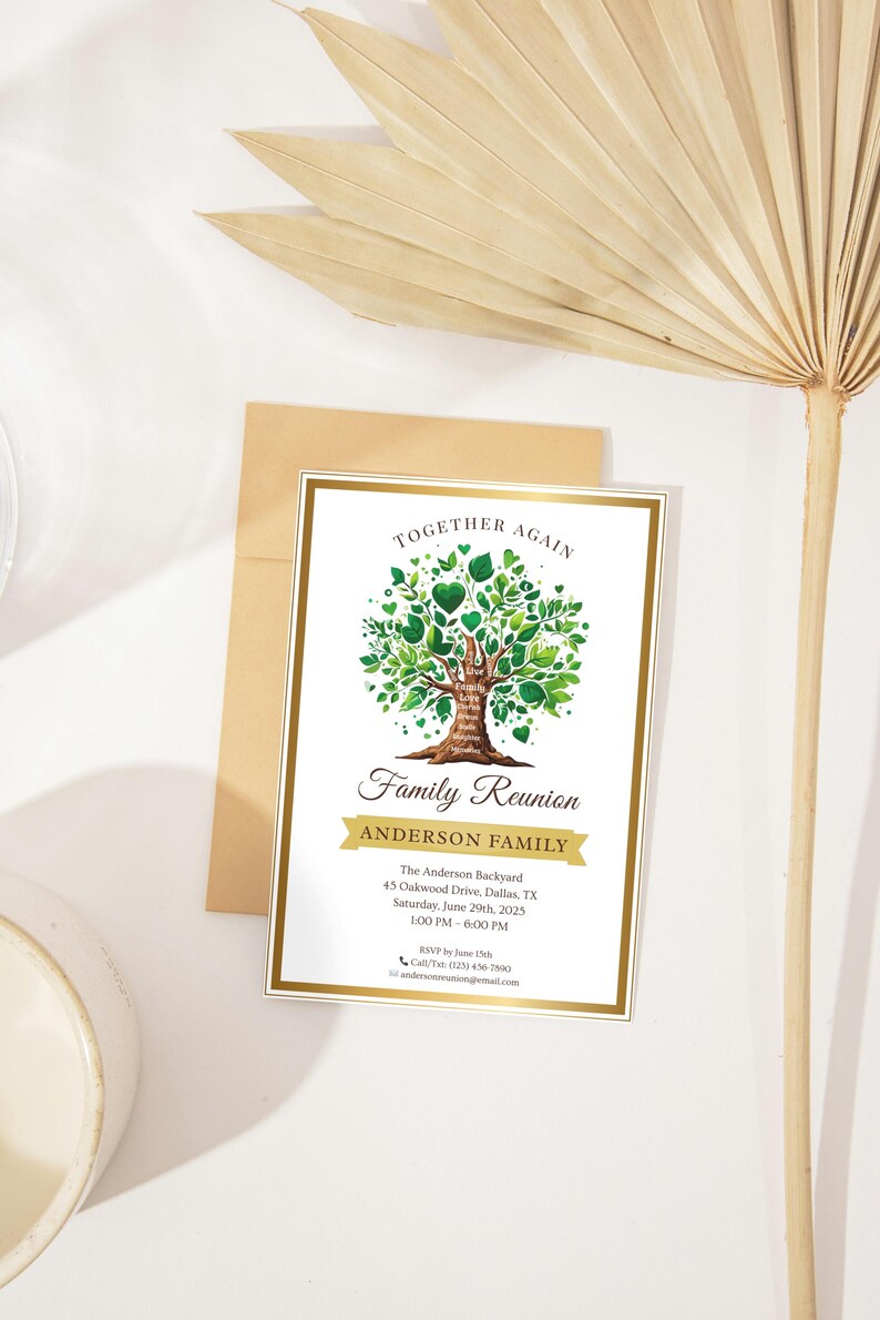 Family Reunion Invitation Tree of Life Canva Template (5x7 Inch Digital ...