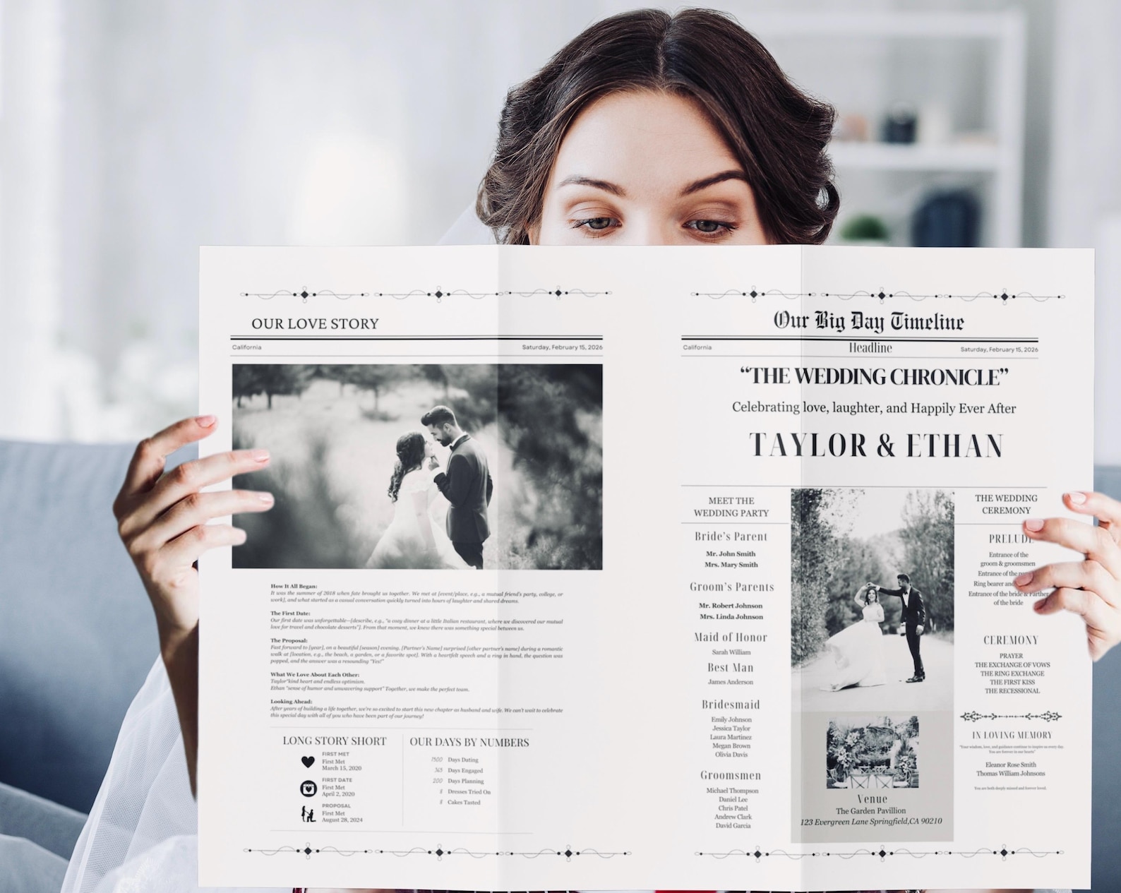 Wedding Newspaper, Newspaper Wedding Invitation,wedding Program, Bridal ...