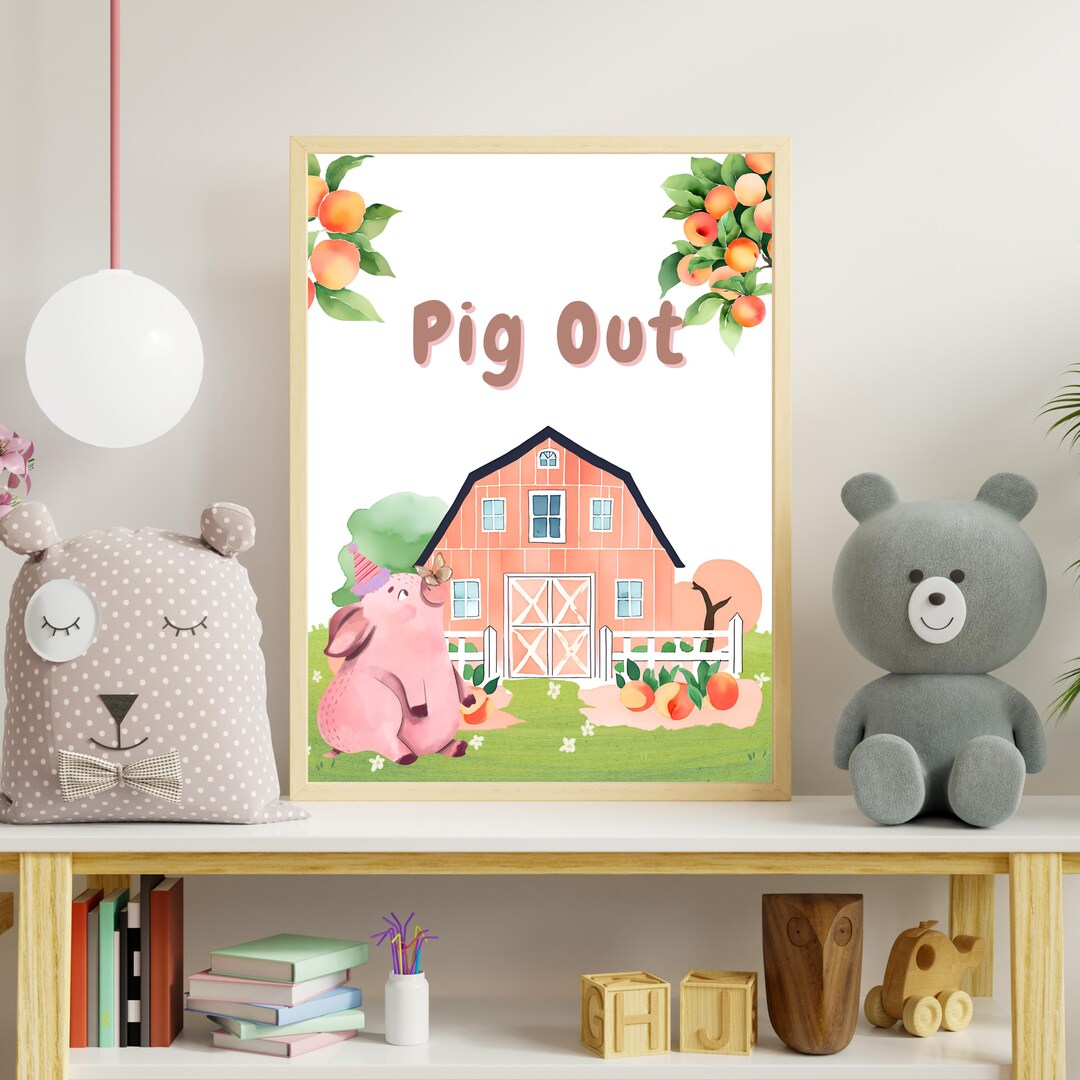 Pig Out Sign Farm Animals Birthday Decorations ,printable Barnyard Wall ...