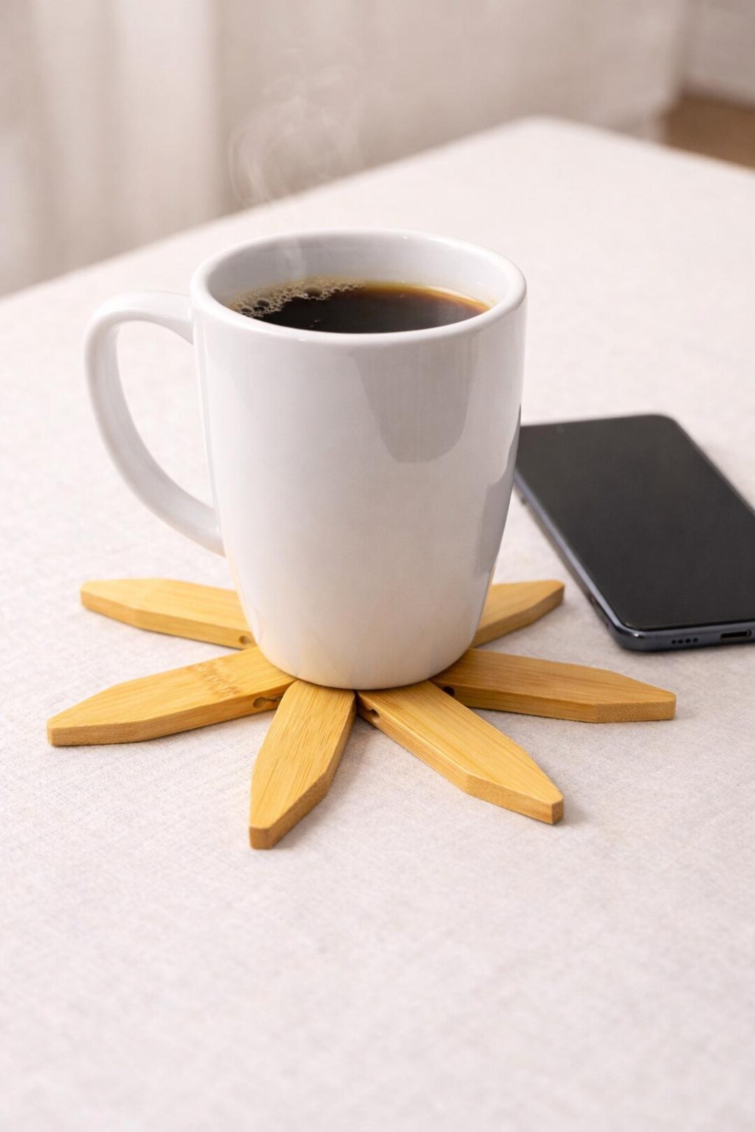 Bamboo Wooden Trivet Set, Foldable Coaster - Etsy