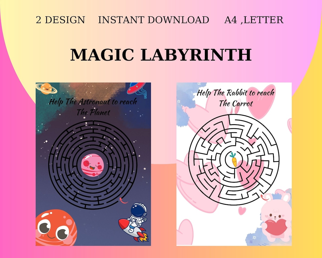 KIDS MAGIC LABYRINTH Printable Astronaut and Animals Activity Book, Fun ...