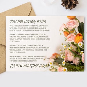 Printable Mother's Day Card With Poem, Cute Printable Mother's Day Card ...