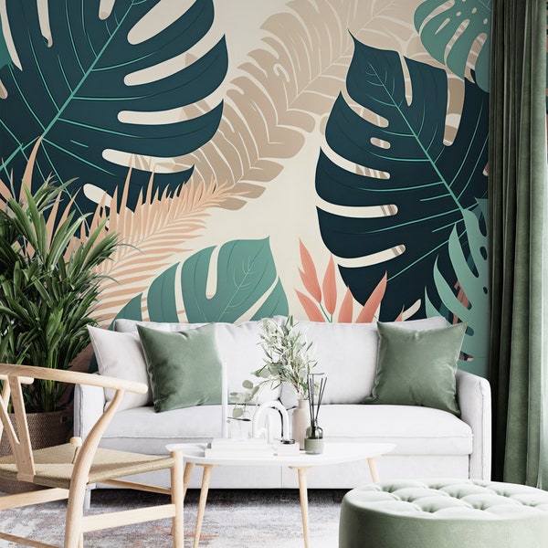 Tropical Plant Mural - Etsy