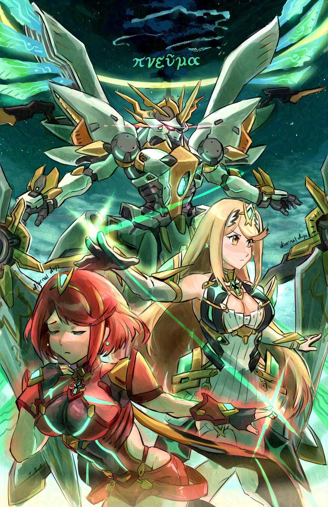 Xeno 2 Pyra Mythra Artifice Siren Print - Etsy