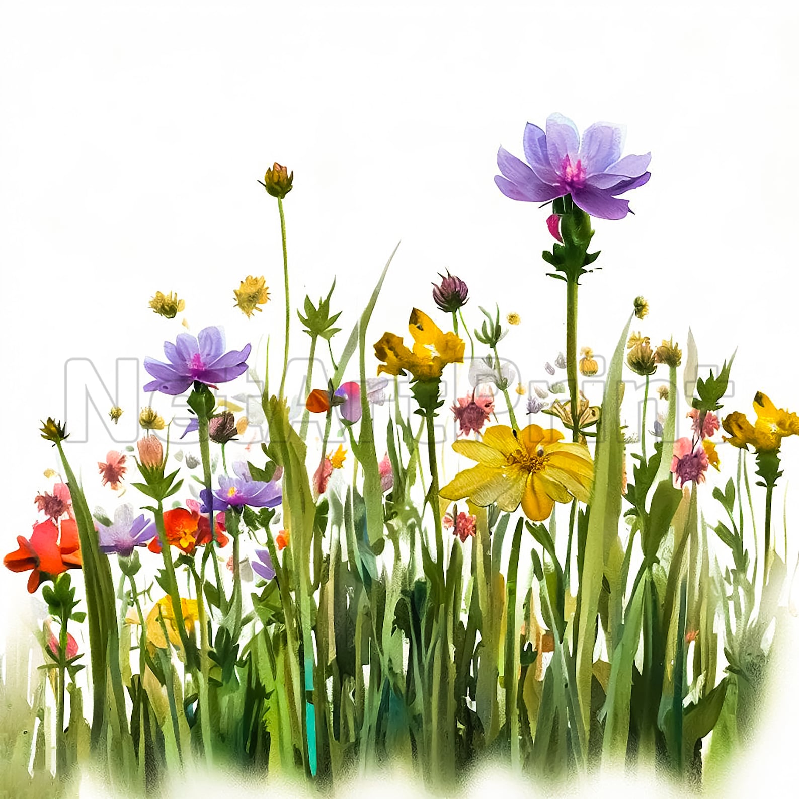 Wildflower Meadow Clipart 20 High Quality Watercolor JPG Set Card ...