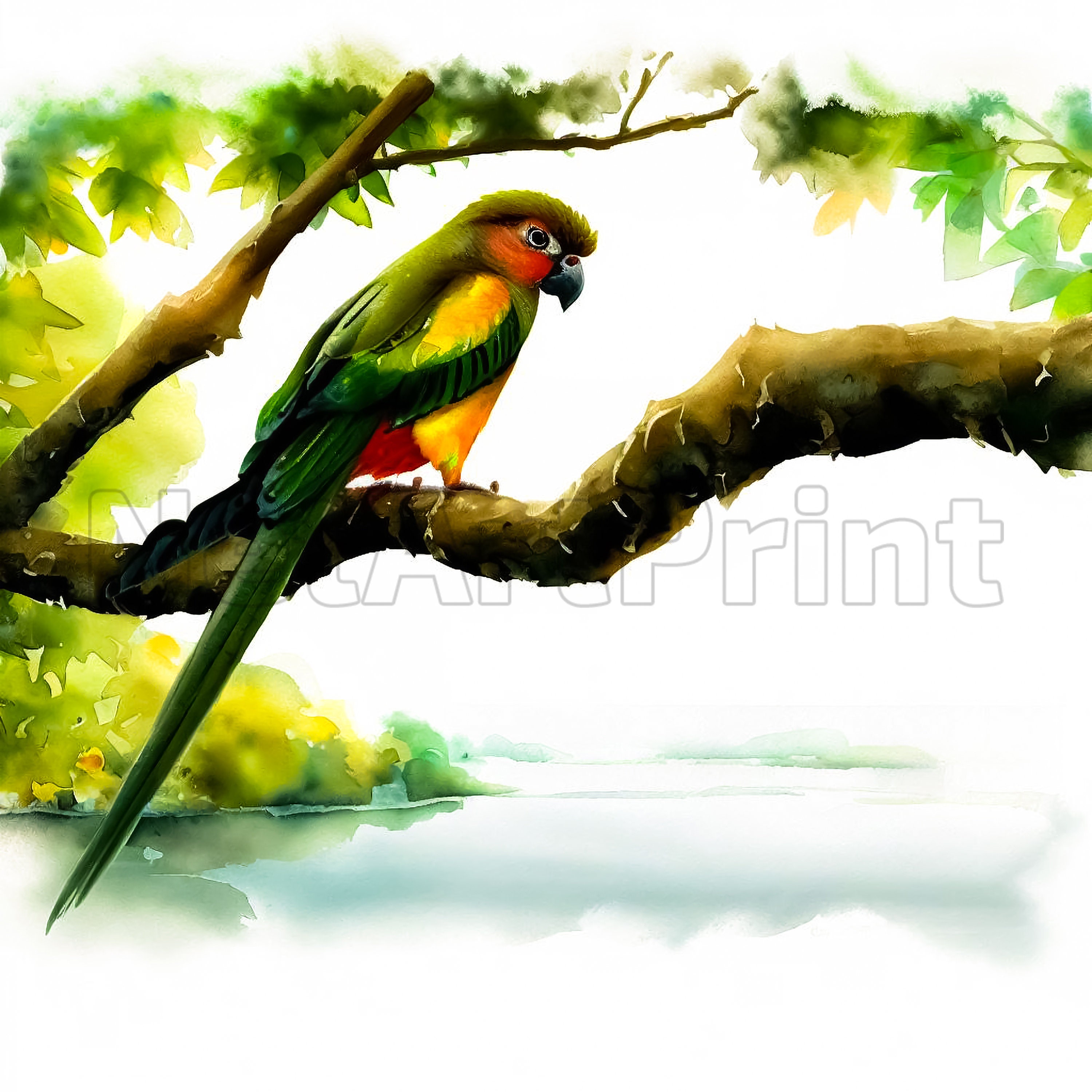 Sun Conure Clipart 30 JPG, Tropical Parrot Portrait in Watercolor Art ...