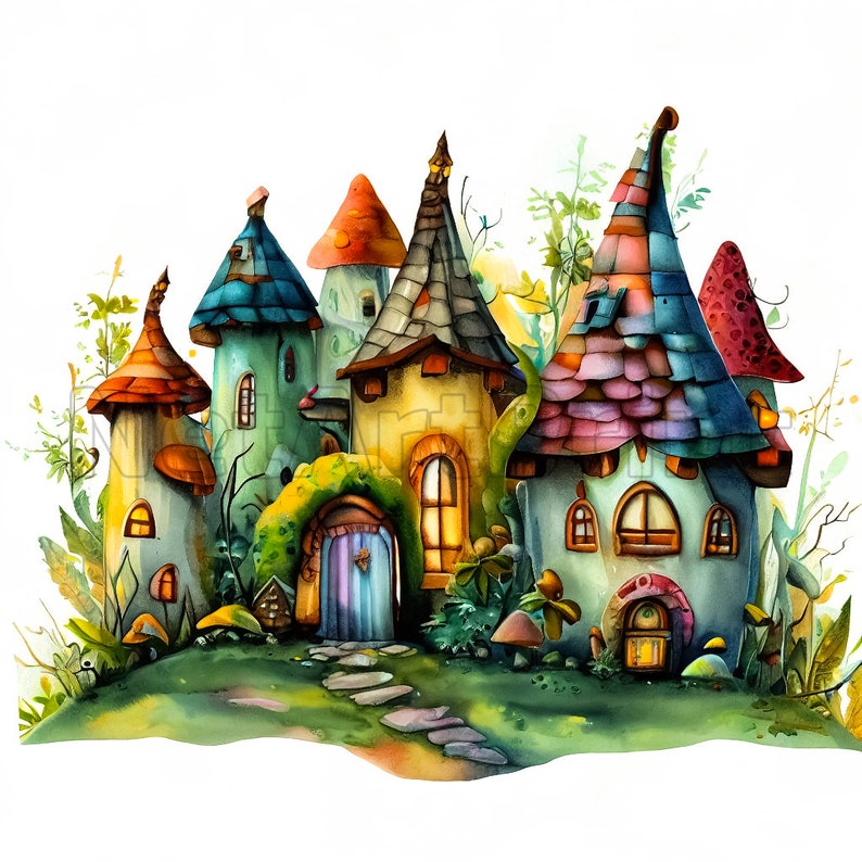 Fairy House 25 JPG Clipart Set Fairy Tale House Digital - Etsy