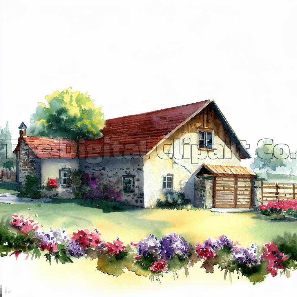 Farm House 20 JPG Clipart Farmhouse Watercolor Art - Etsy