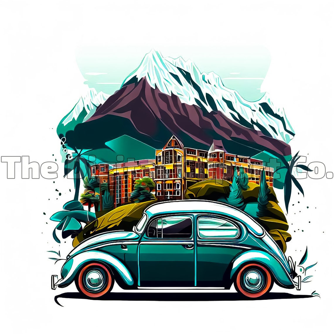 Volkswagen Beetle Car 25 JPG Clipart, Vw Beetle and Mountain Watercolor ...