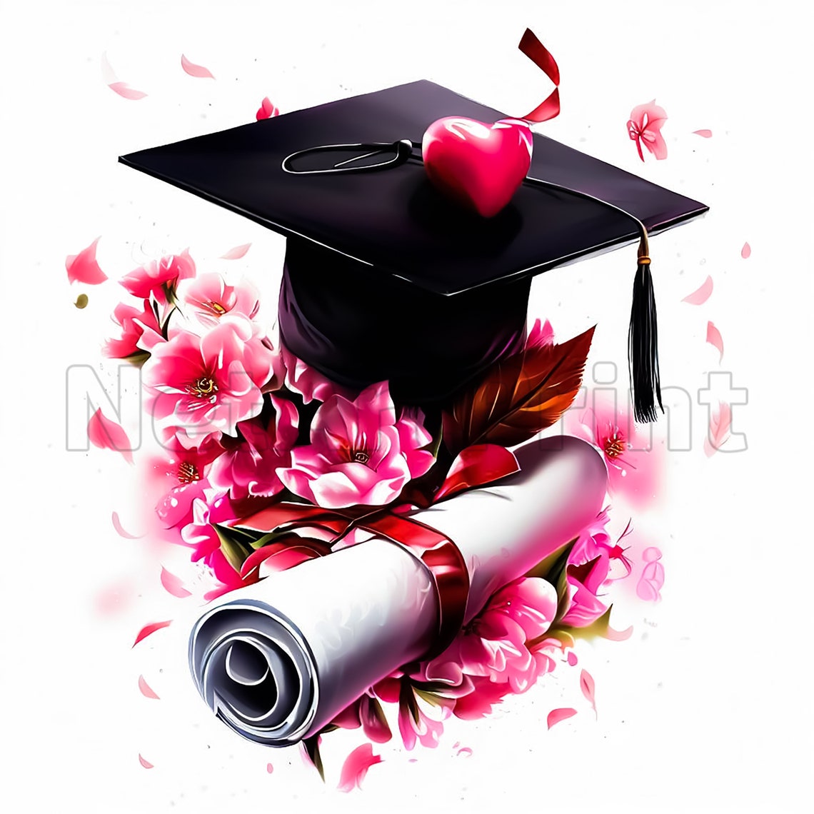 Graduation Cap and Flowers Clipart 36 High Quality Printable JPG Set ...