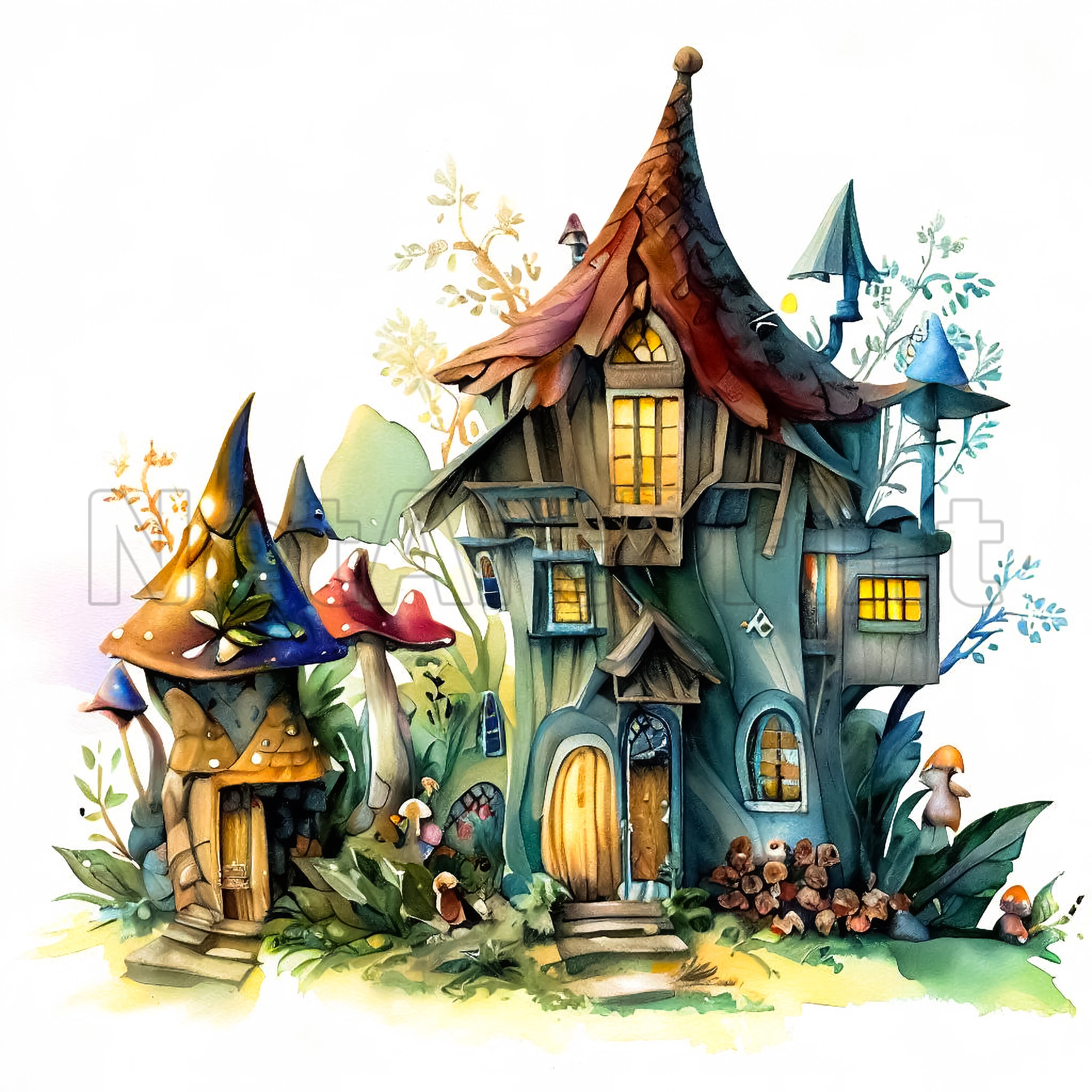 Fairy House 25 JPG Clipart Set Fairy Tale House Digital - Etsy