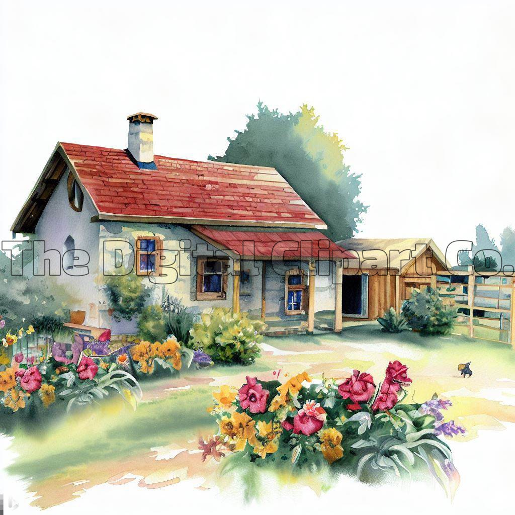 Farm House 20 JPG Clipart Farmhouse Watercolor Art - Etsy