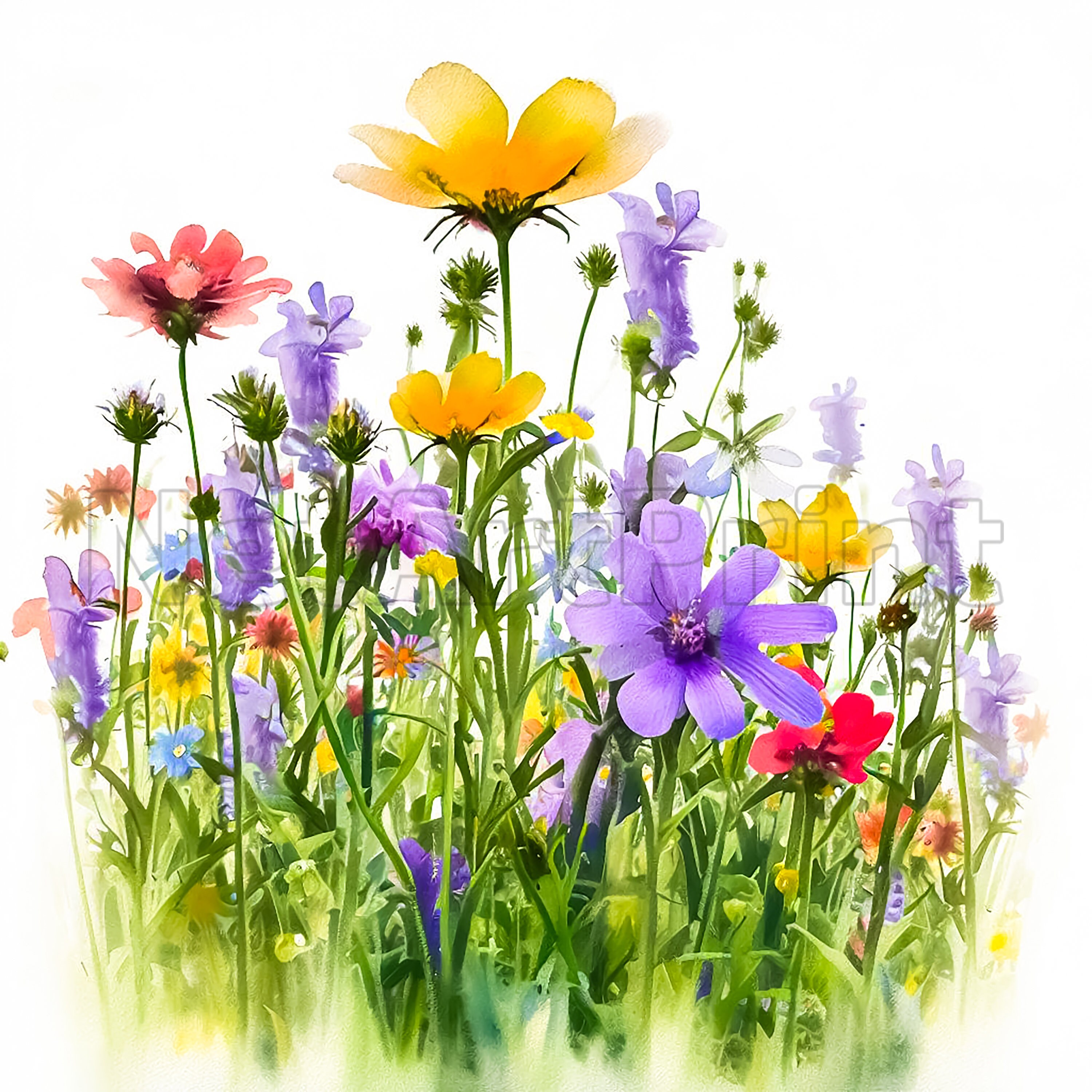 Wildflower Meadow Clipart 20 High Quality Watercolor JPG Set Card ...