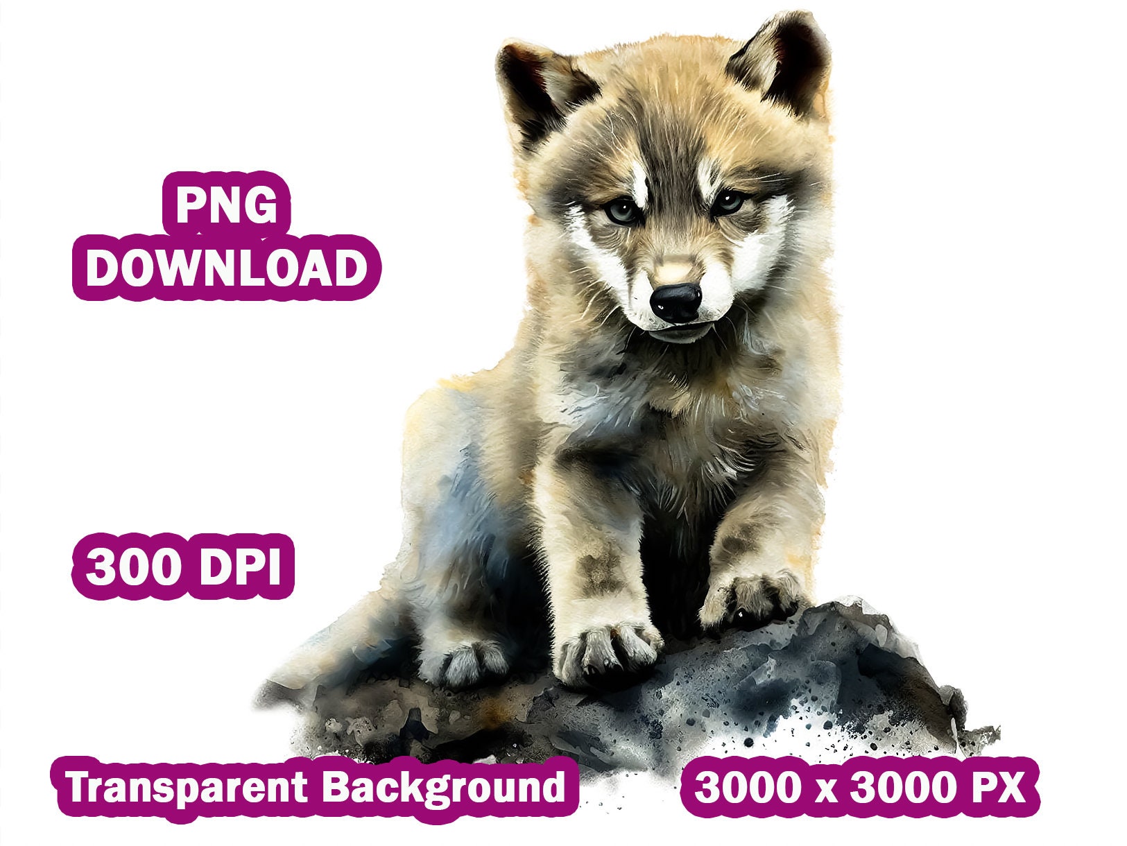 Baby Wolf PNG Clipart Woodland Wolves Watercolor Print, Forest Animals ...