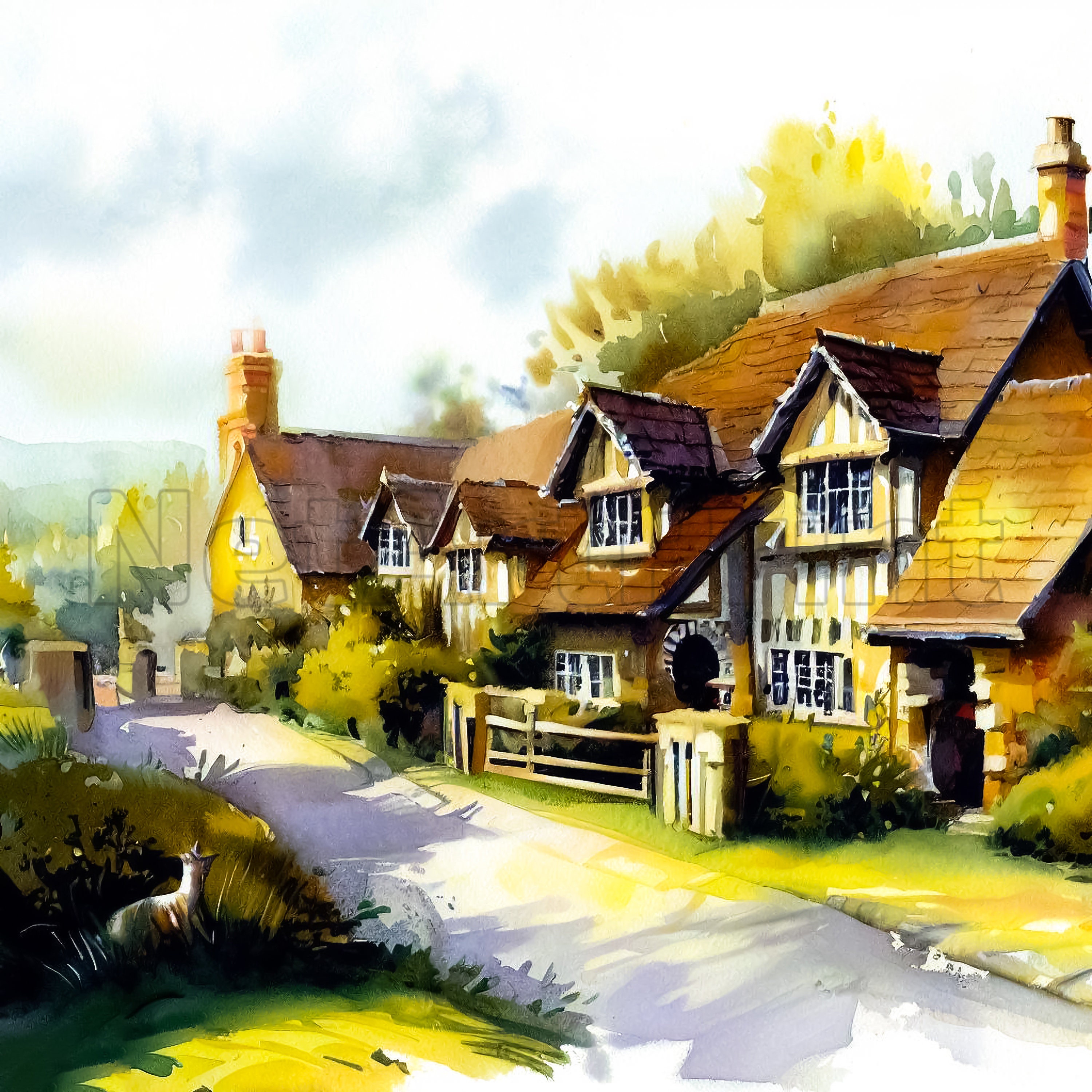 English Village 20 JPG Clipart, British Village Life Watercolor Art ...
