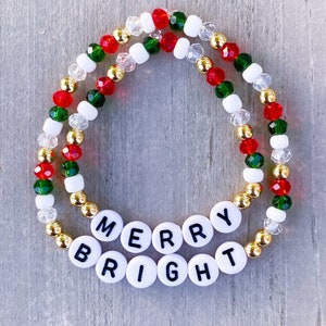 Merry & Bright Bracelet Set / Mama and Mini Bracelets / Christmas ...